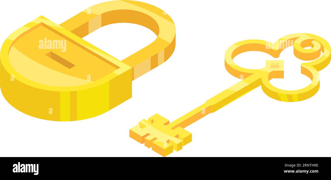 Golden key and lock. Cartoon game secret icon Stock Vector Image & Art ...