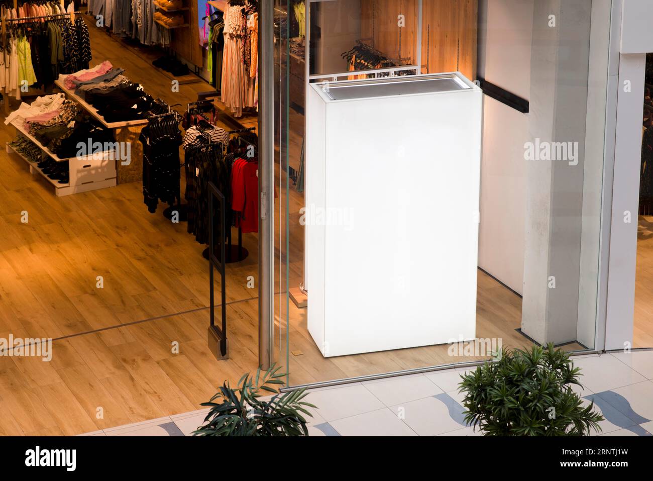 Blank big light box inside store Stock Photo - Alamy