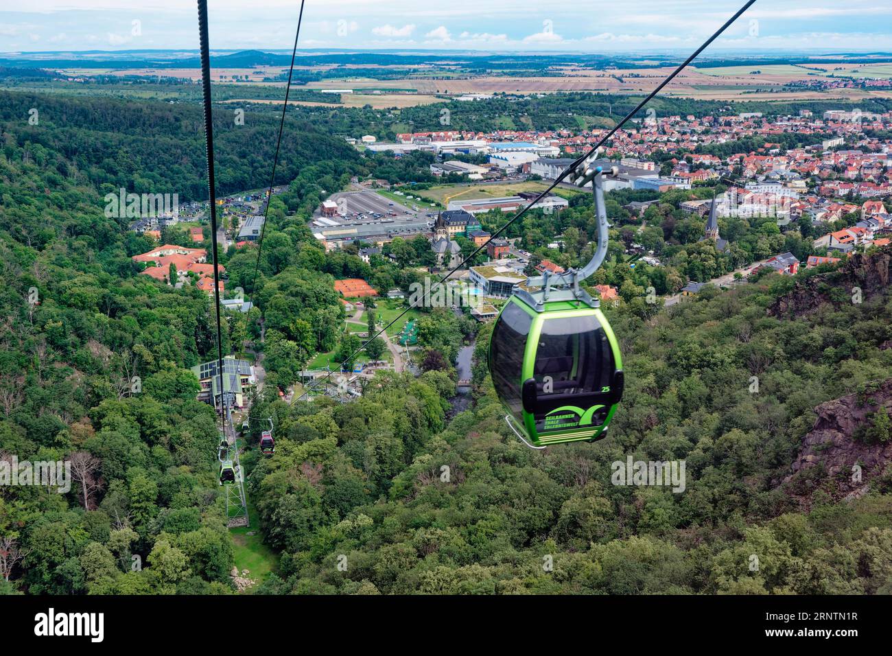 Cable car, cable cars Thale, view of Thale, Harz mountains, Saxony ...