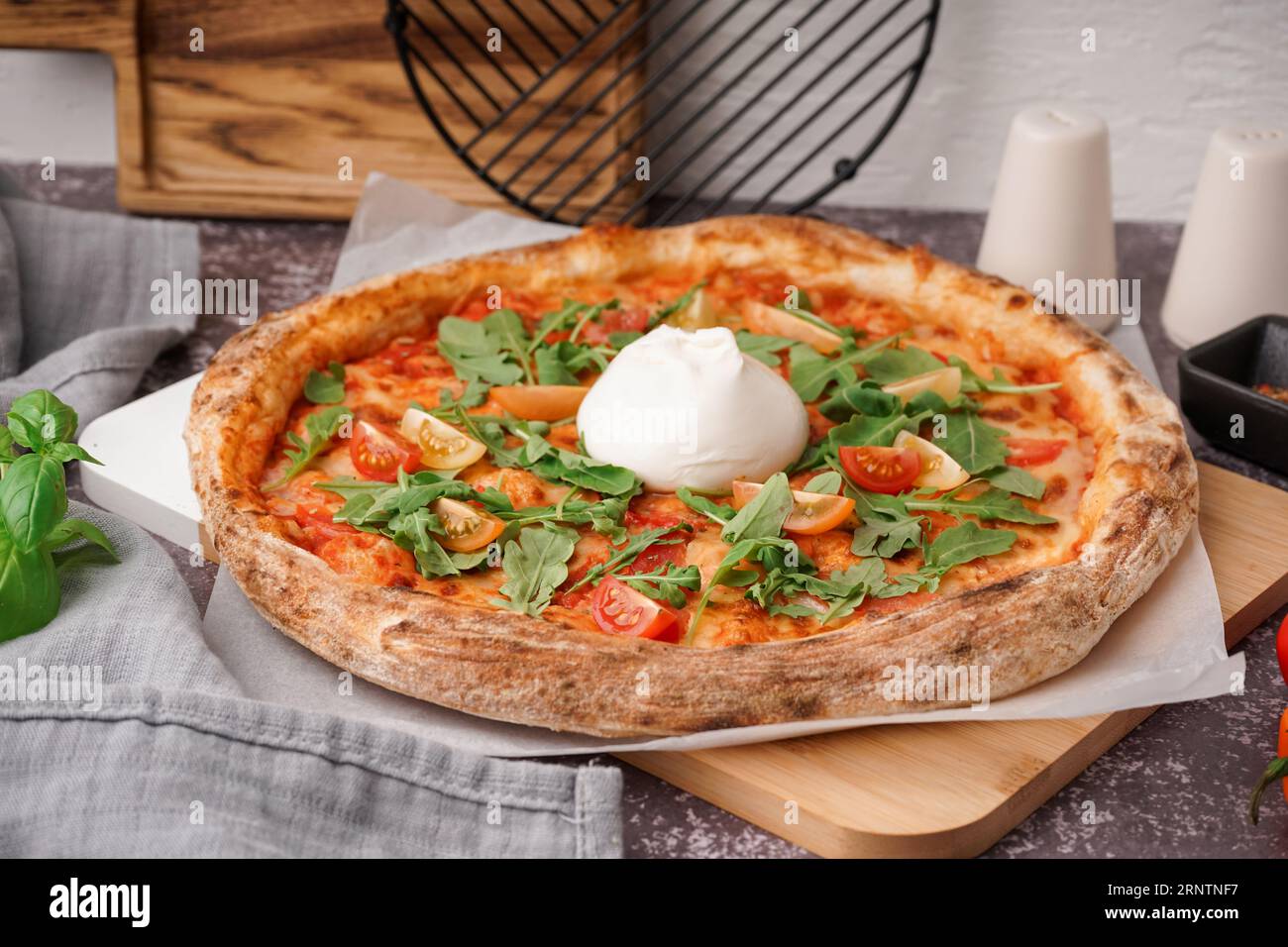 Cheese burrata mozzarella baked hi-res stock photography and images - Alamy