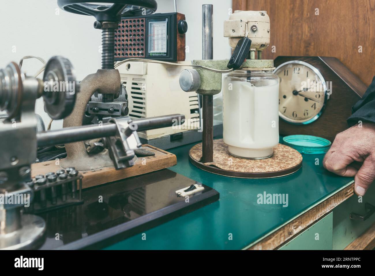 Tools of a watchmaker in his workshop for cleaning watches Stock Photo ...