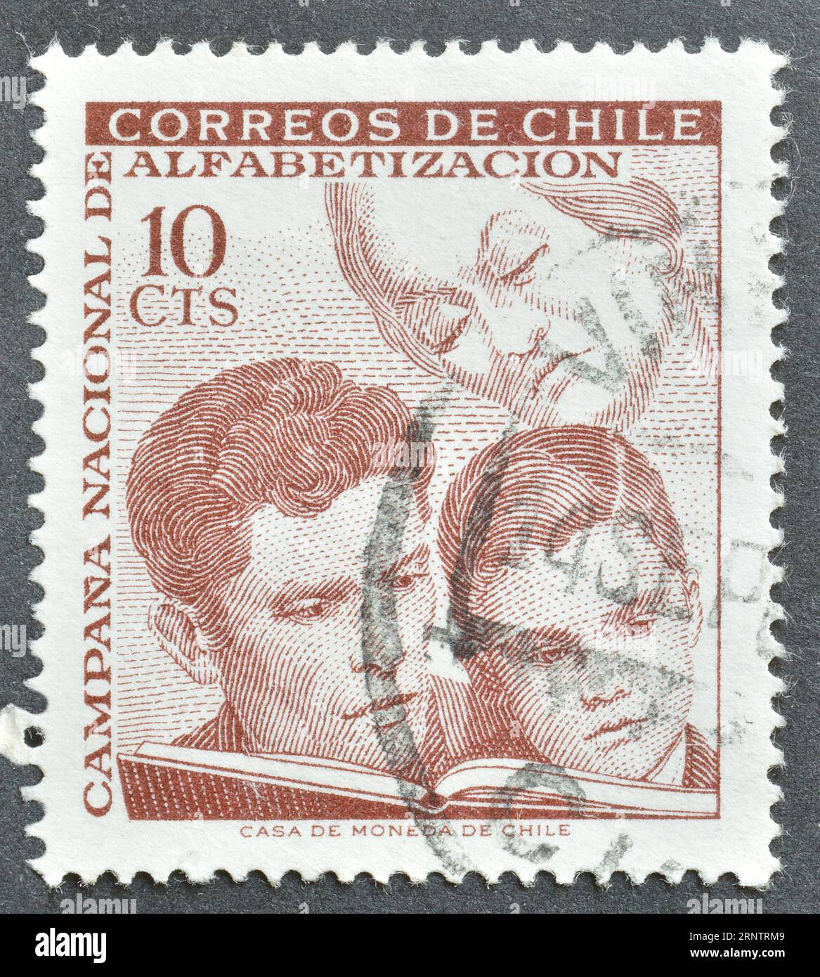 Cancelled postage stamp printed by Chile, that shows Teacher and ...