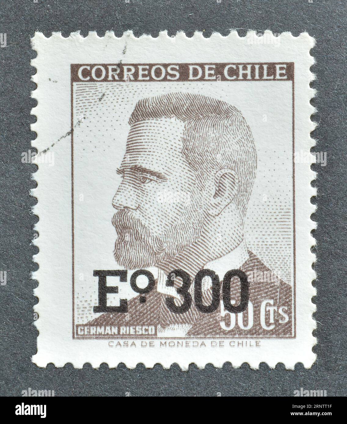 Cancelled postage stamp printed by Chile, that shows portrait of ...