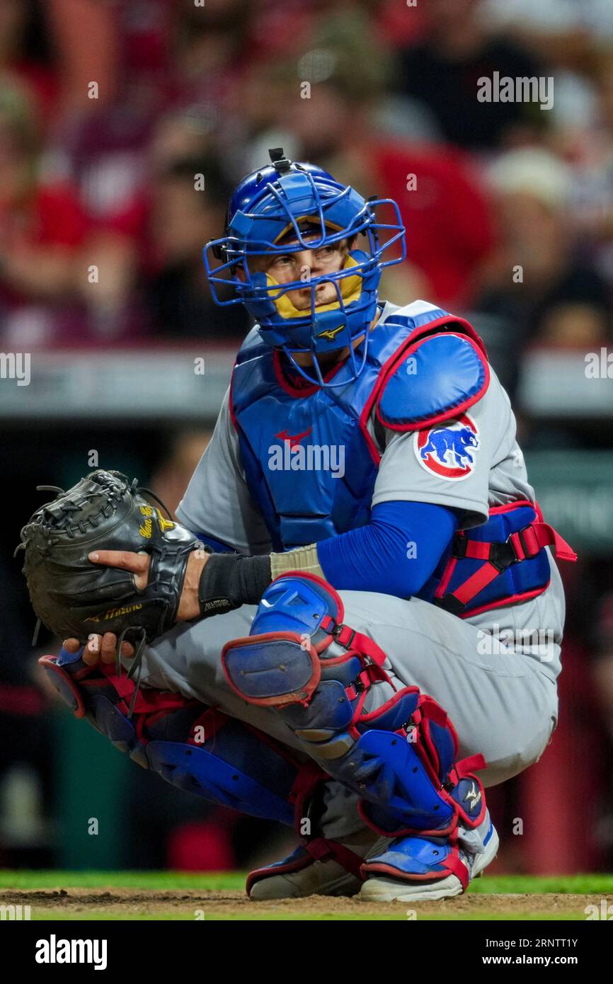 Chicago Cubs' Yan Gomes plays his position during the second game of a ...