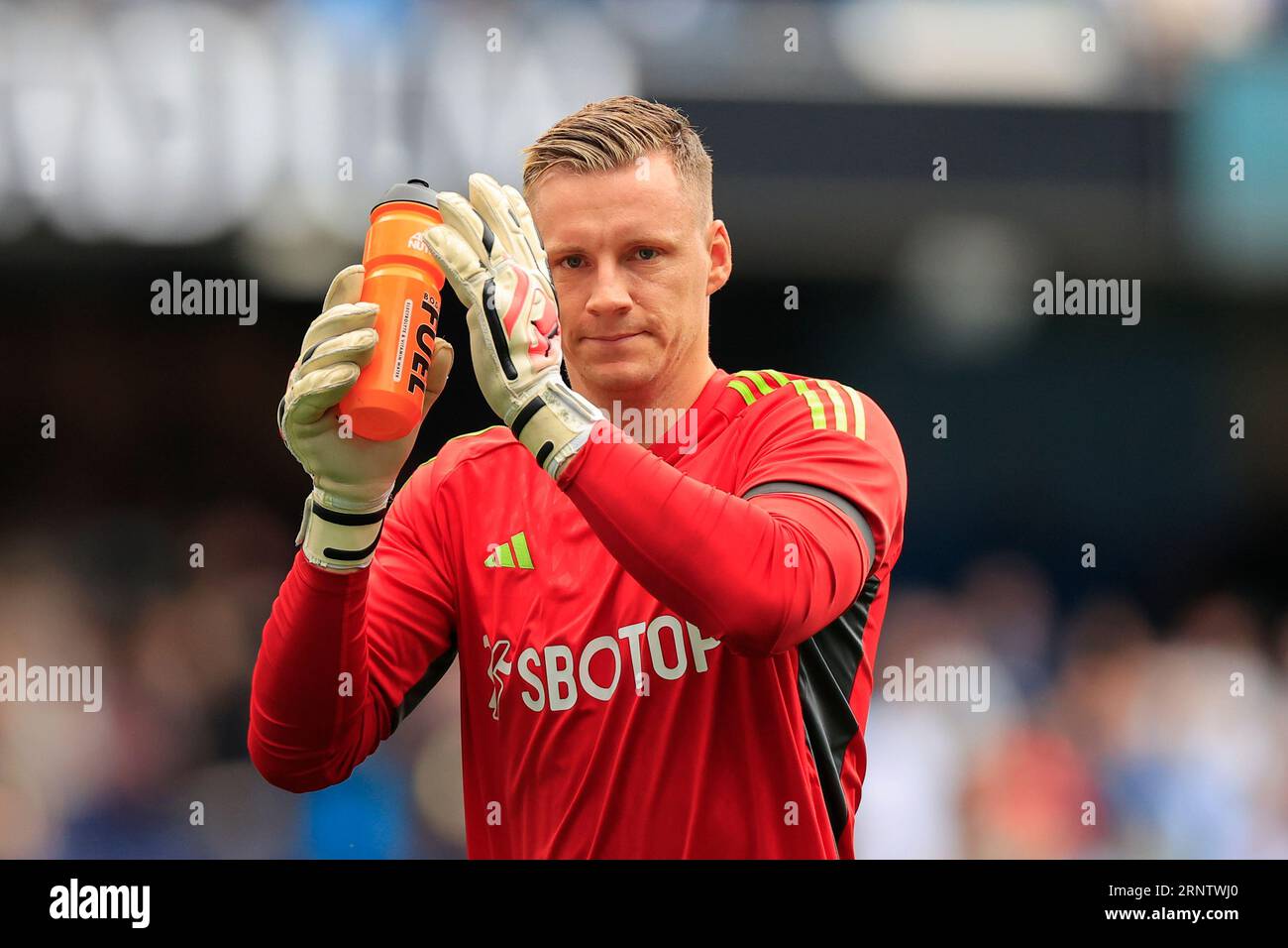 Bernd Leno #17 of Fulham during the Premier League match Manchester ...