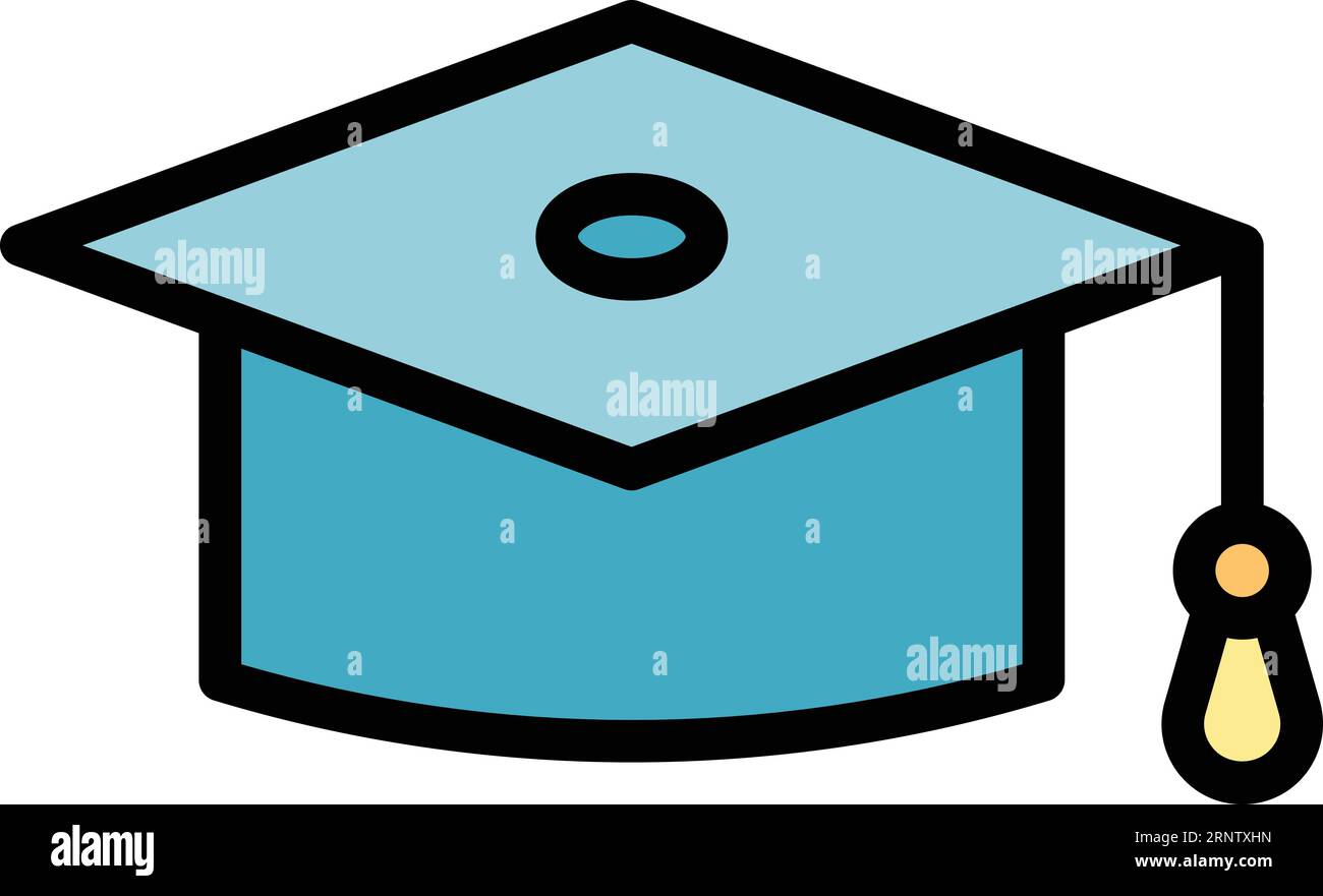 Graduation hat icon outline vector. Security police. Officer road color ...