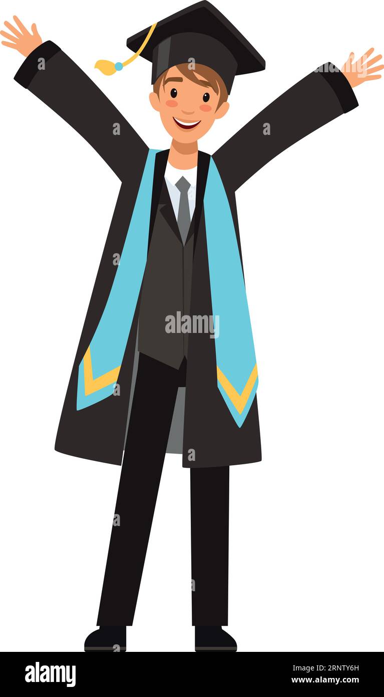 Happy cartoon student. High education graduated character Stock Vector ...