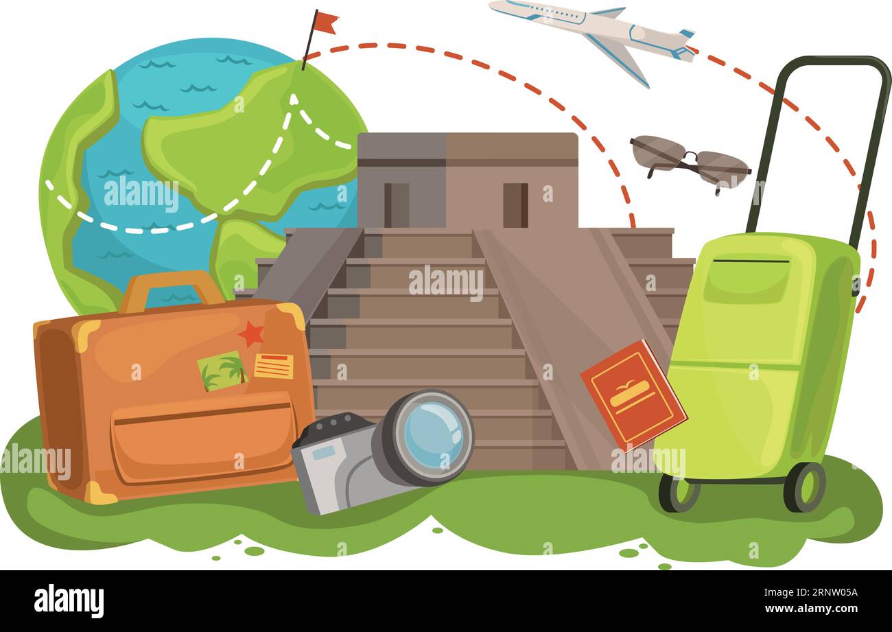 Ancient world landmarks. International travel cartoon icon Stock Vector ...