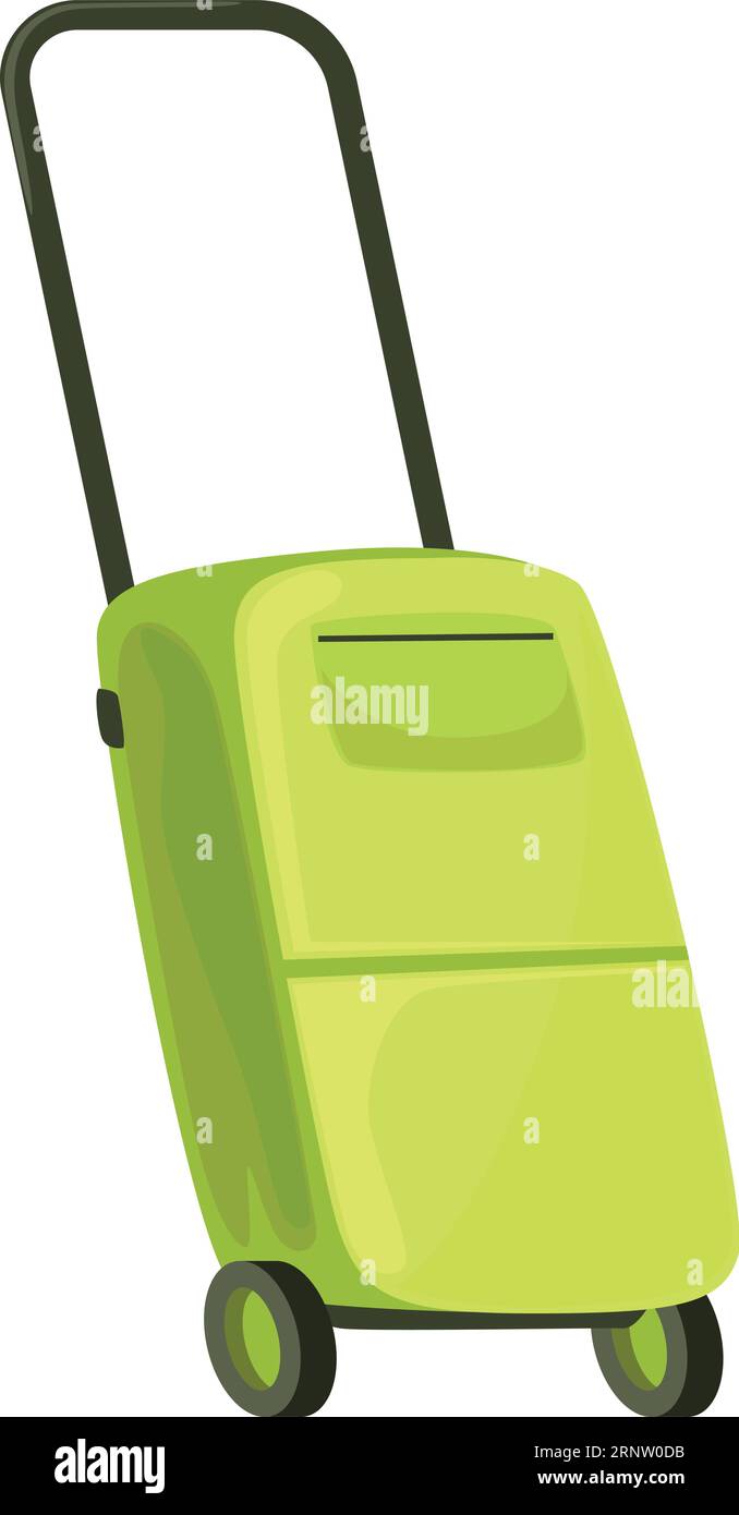 Green suitcase. Plastic wheeled bag with long handle Stock Vector Image ...