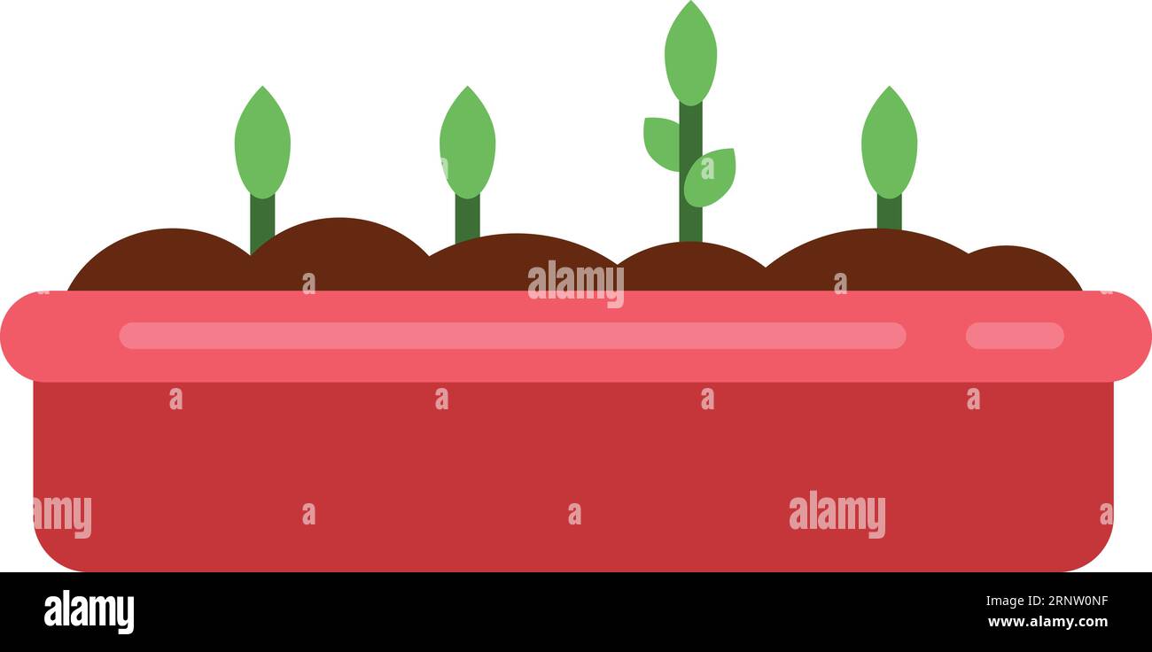 Garden seedlings growing in plastic tray cartoon icon Stock Vector ...