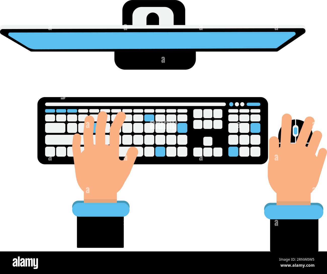 Hands on keyboard. Computer workplace top view icon Stock Vector Image ...