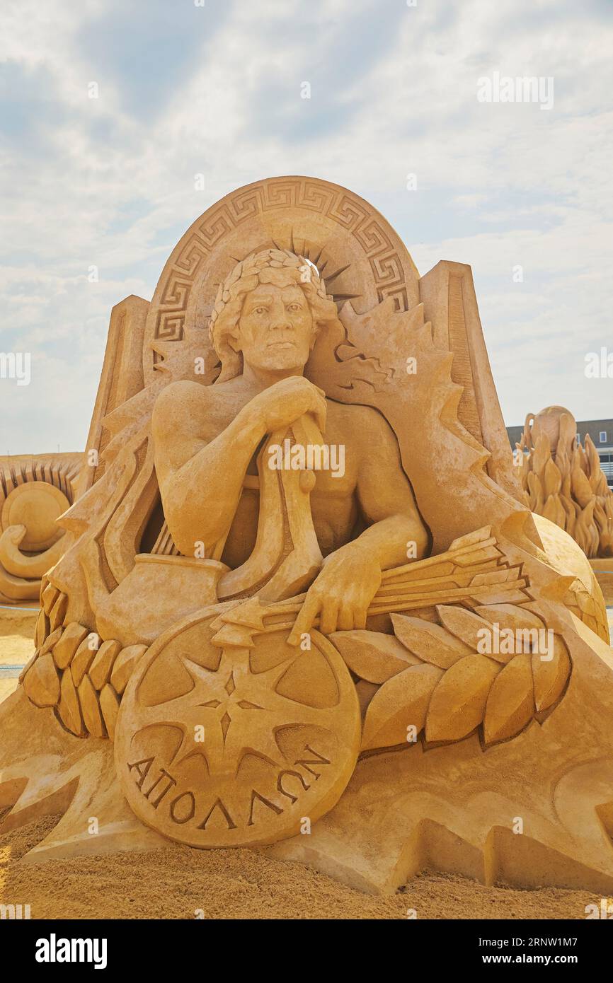Sondervig, Denmark, May 21, 2023: Sand Sculpture Festival. Apollo Stock ...