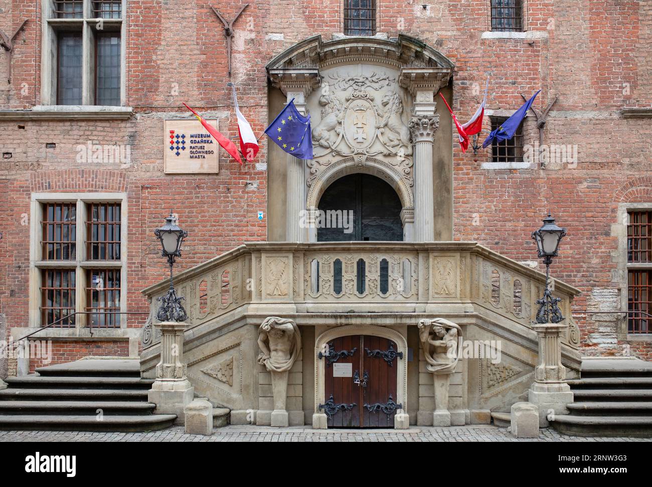 Gdansk, Poland - Main entrance to the town hall. Medieval polish city ...