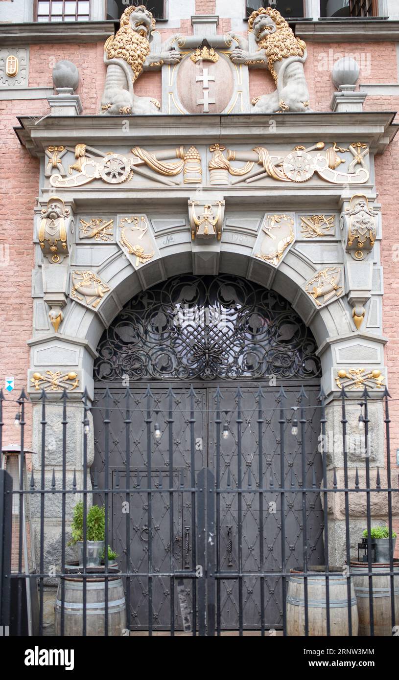 Gdansk, Poland - architecture in the old town. Houses in the main ...