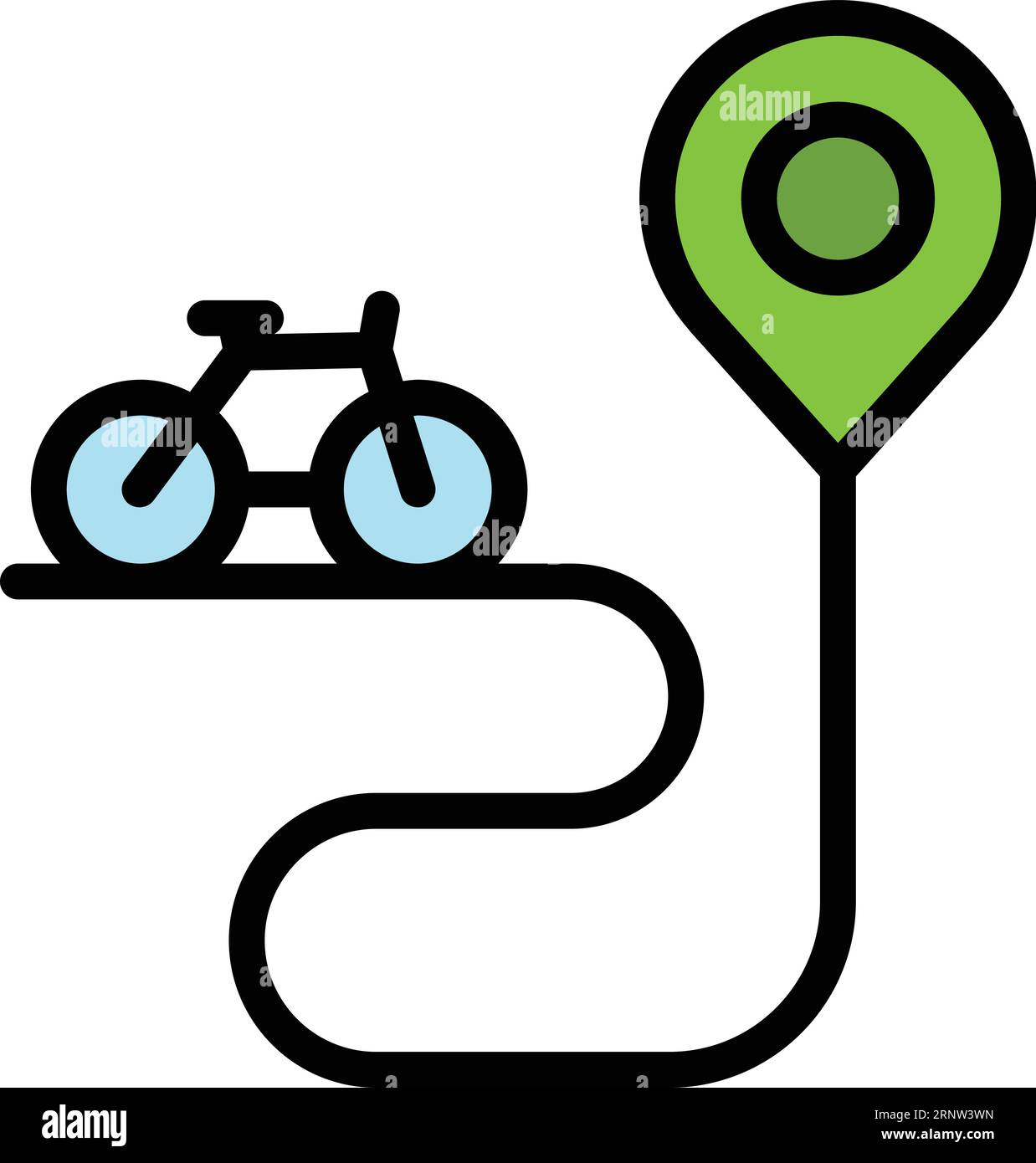 Bike rent route icon outline vector. Public city. Smart transport color ...