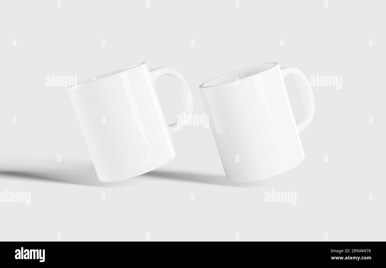 Arrangement of minimalist realistic coffee cups mugs mockup with ...
