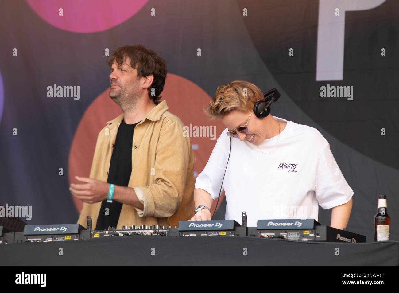 London, United Kingdom. 2nd September 2023. La Roux' Elly Jackson and Klaxon's Jamie Reynolds ...