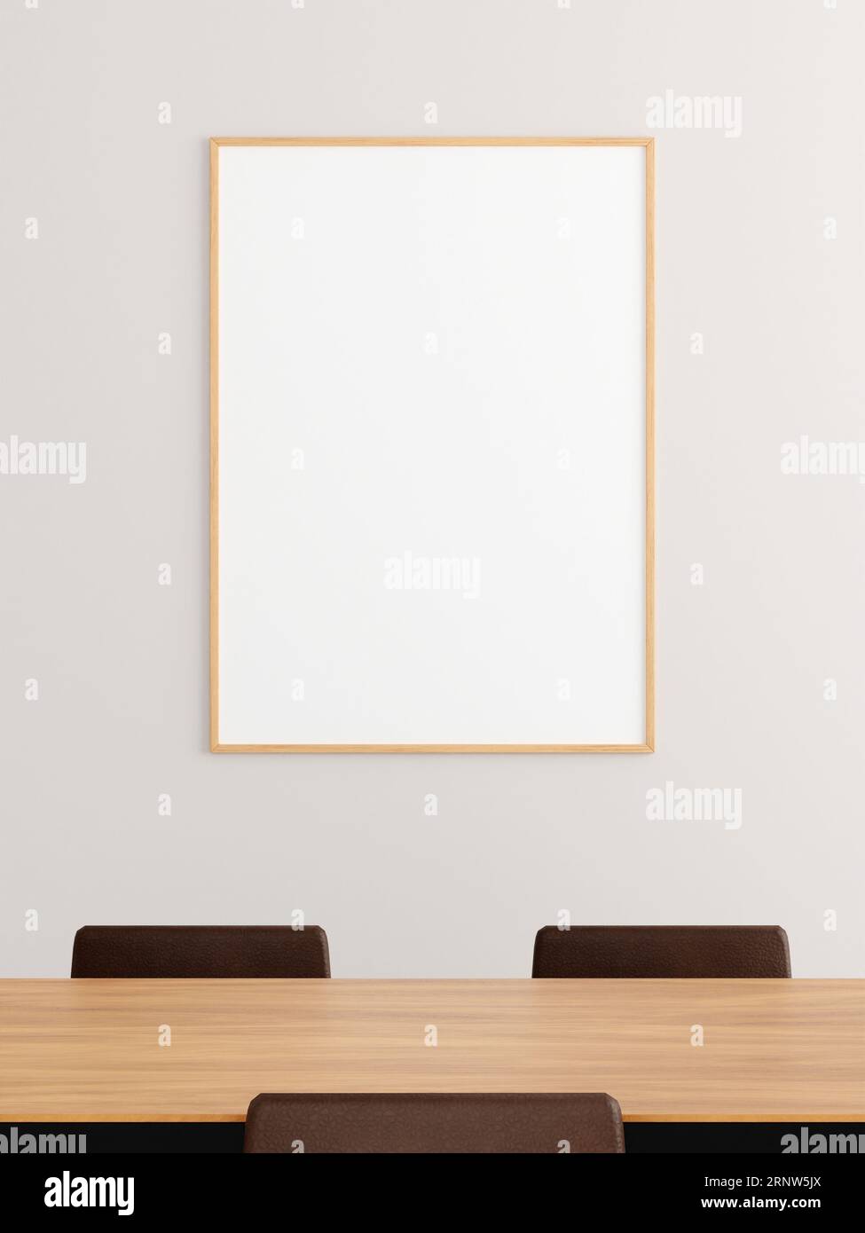 Minimalist vertical wooden poster or photo frame mockup on the wall in ...