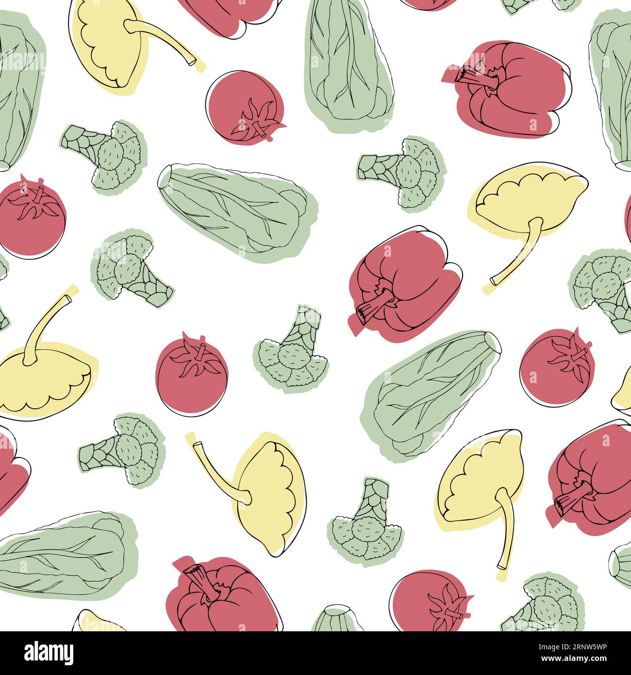 Vector Assorted vegetables seamless pattern on a white background Stock ...