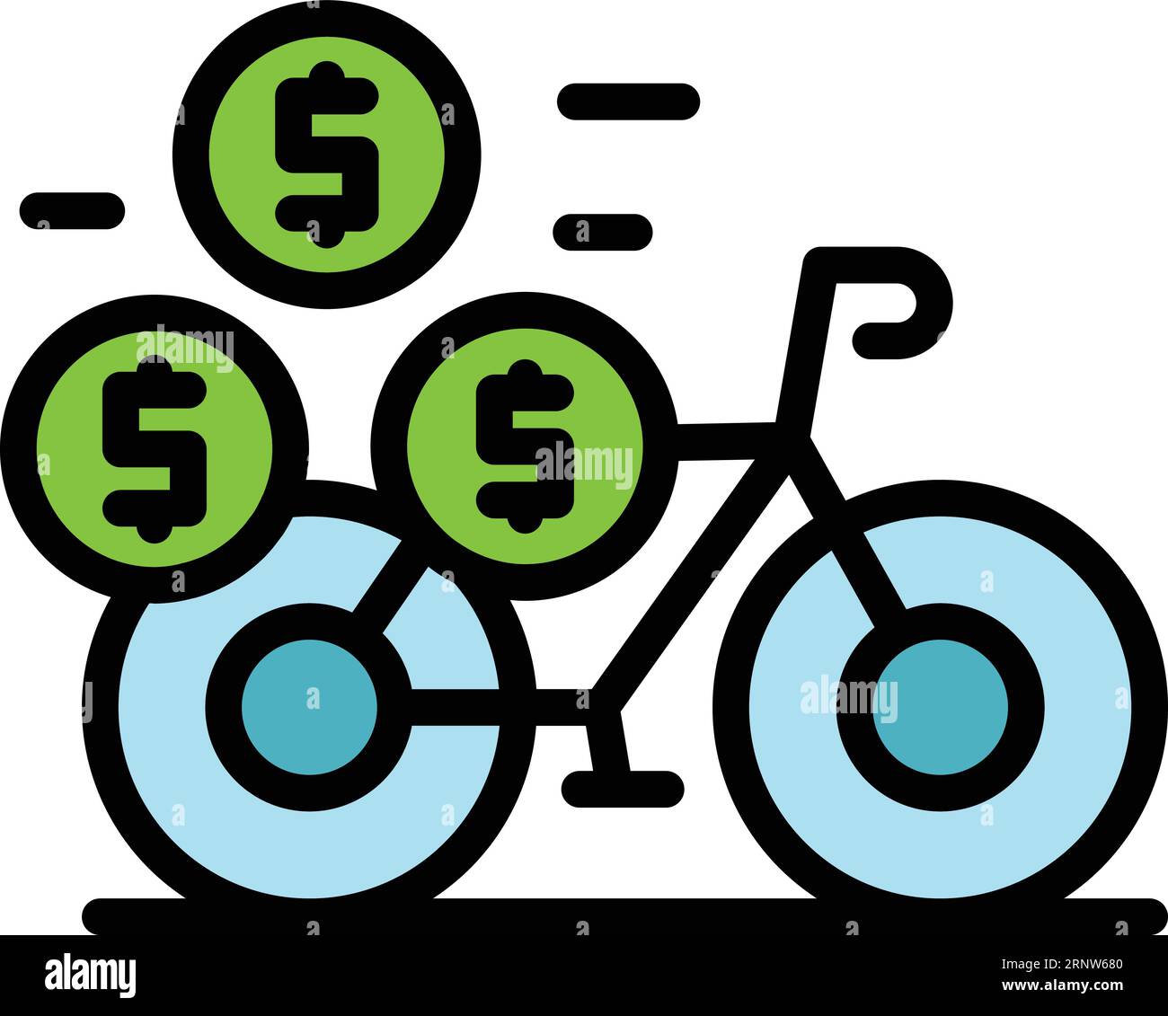 Bike pay share icon outline vector. Rent system. Public app color flat ...