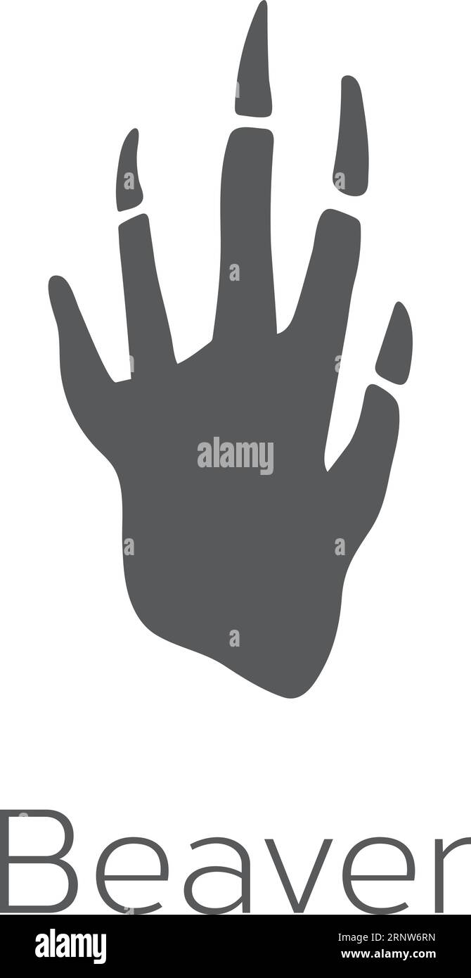 Beaver footprint. Wild animal black foot stamp Stock Vector Image & Art ...