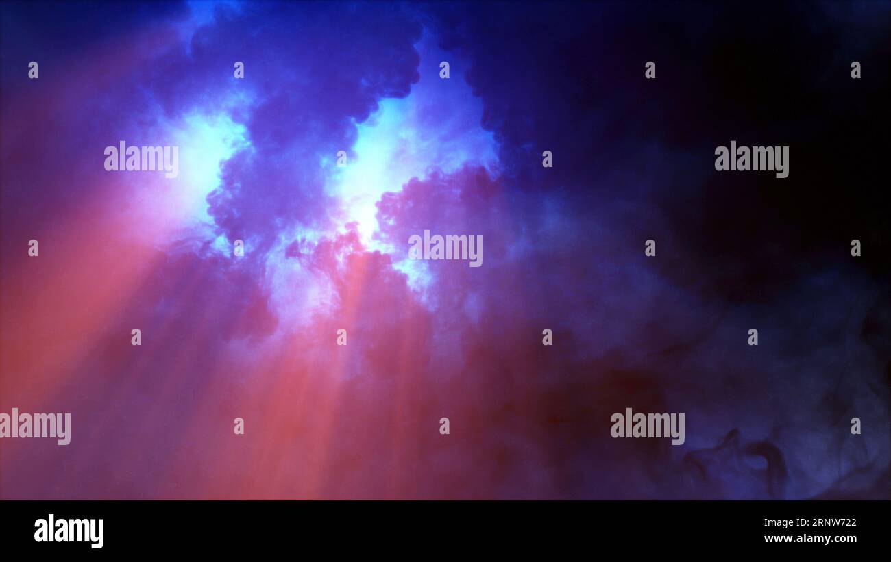 3D rendering of lightning strike and light effects in clouds ...