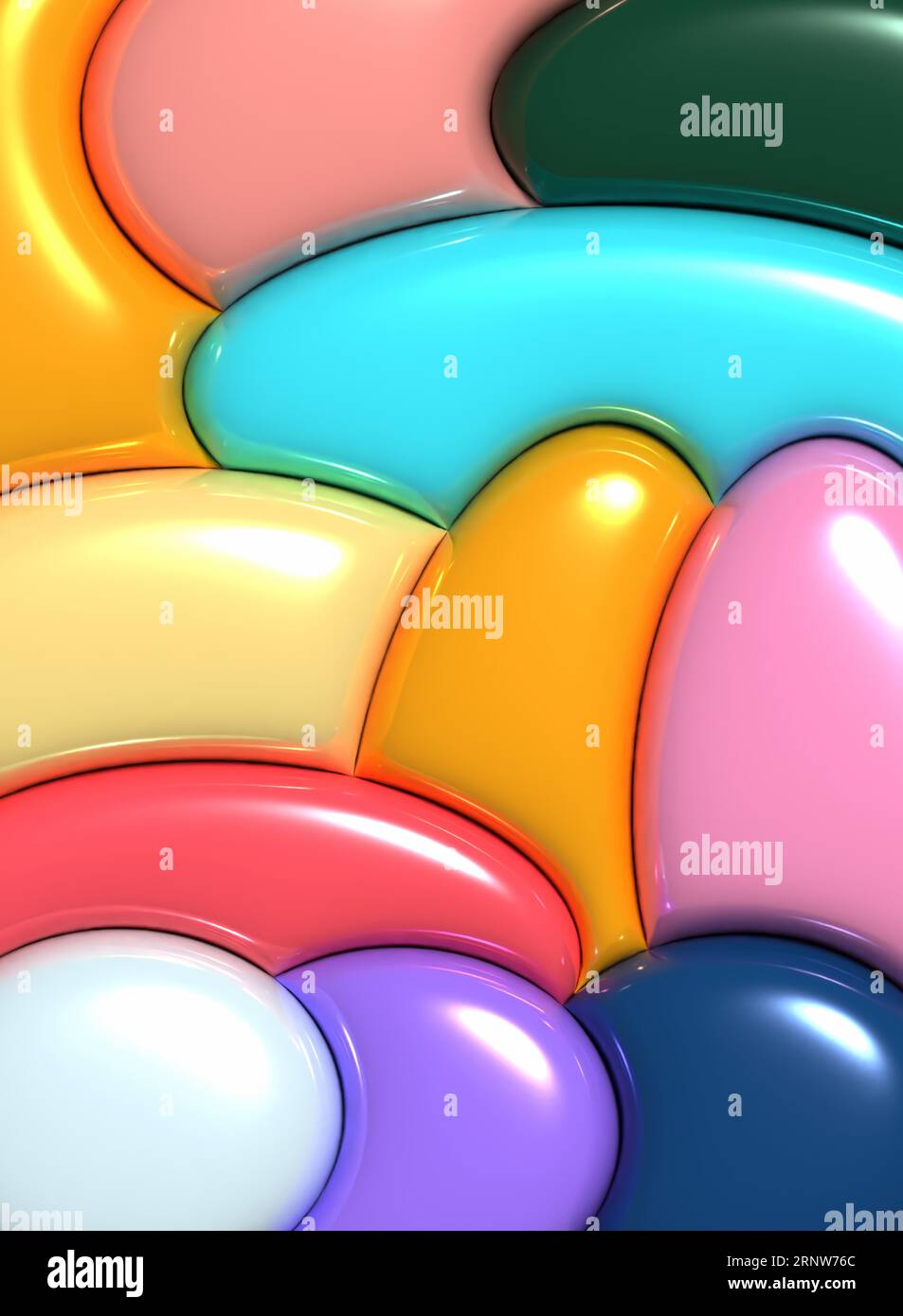 Abstract yellow background with circles, inflated shapes. 3d rendering illustration Stock Photo ...