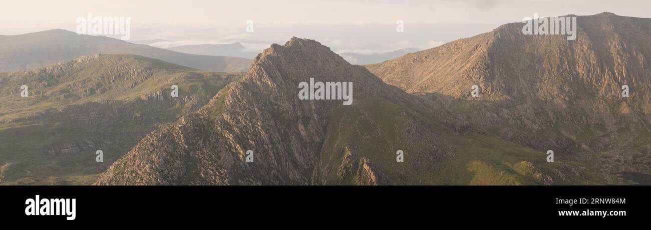 A view from the summit of Pen yr Ole Wen in the Carneddau mountains ...