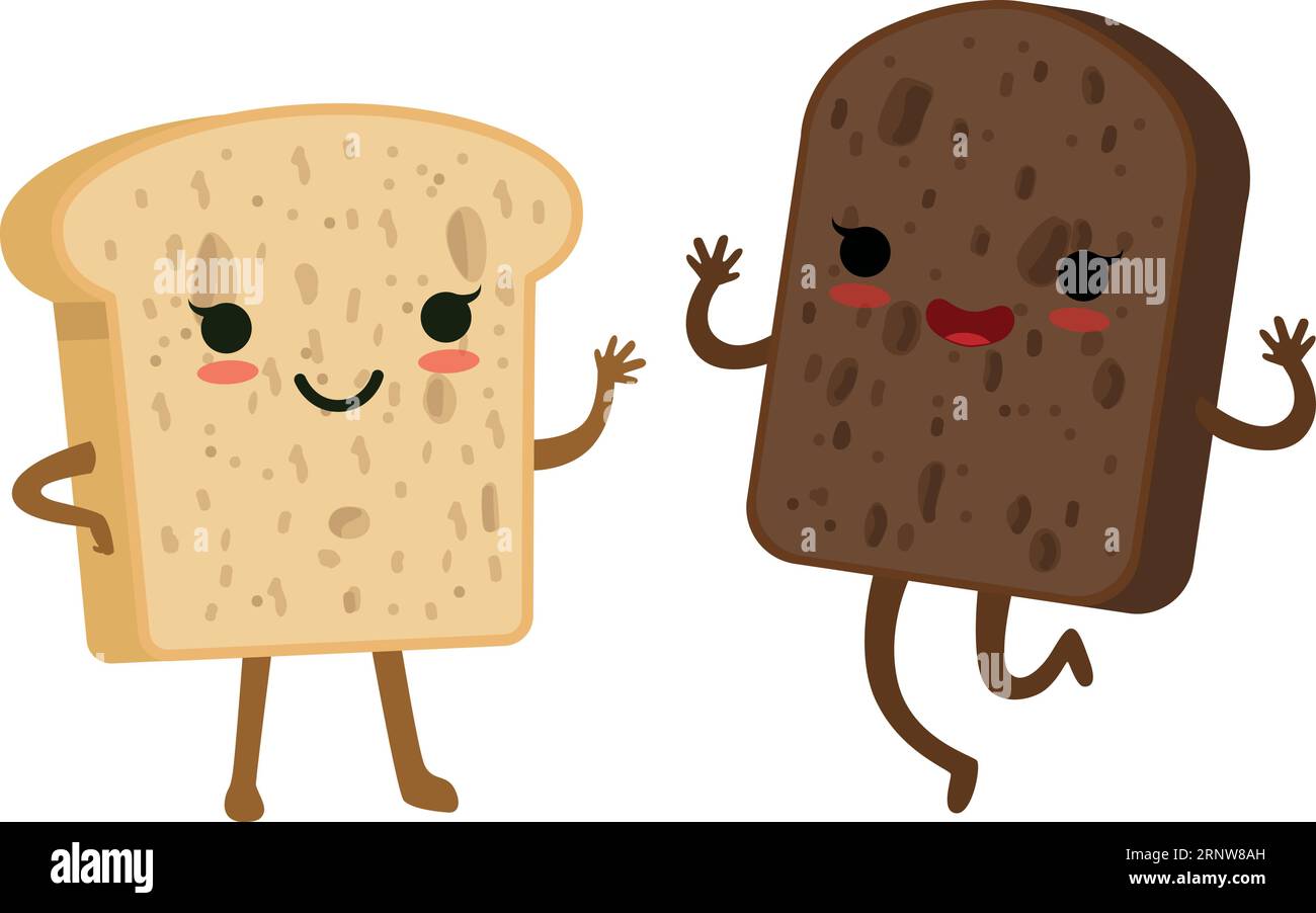 Bread slices happy jumping. Cheerful bakery mascot Stock Vector Image ...