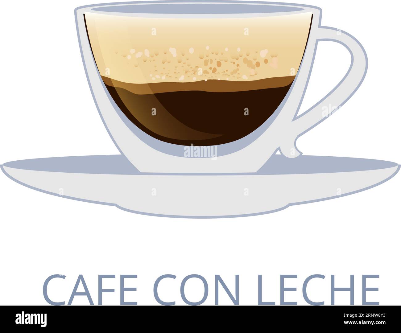 Coffee with milk glass cup. Cafe menu illustration Stock Vector Image ...