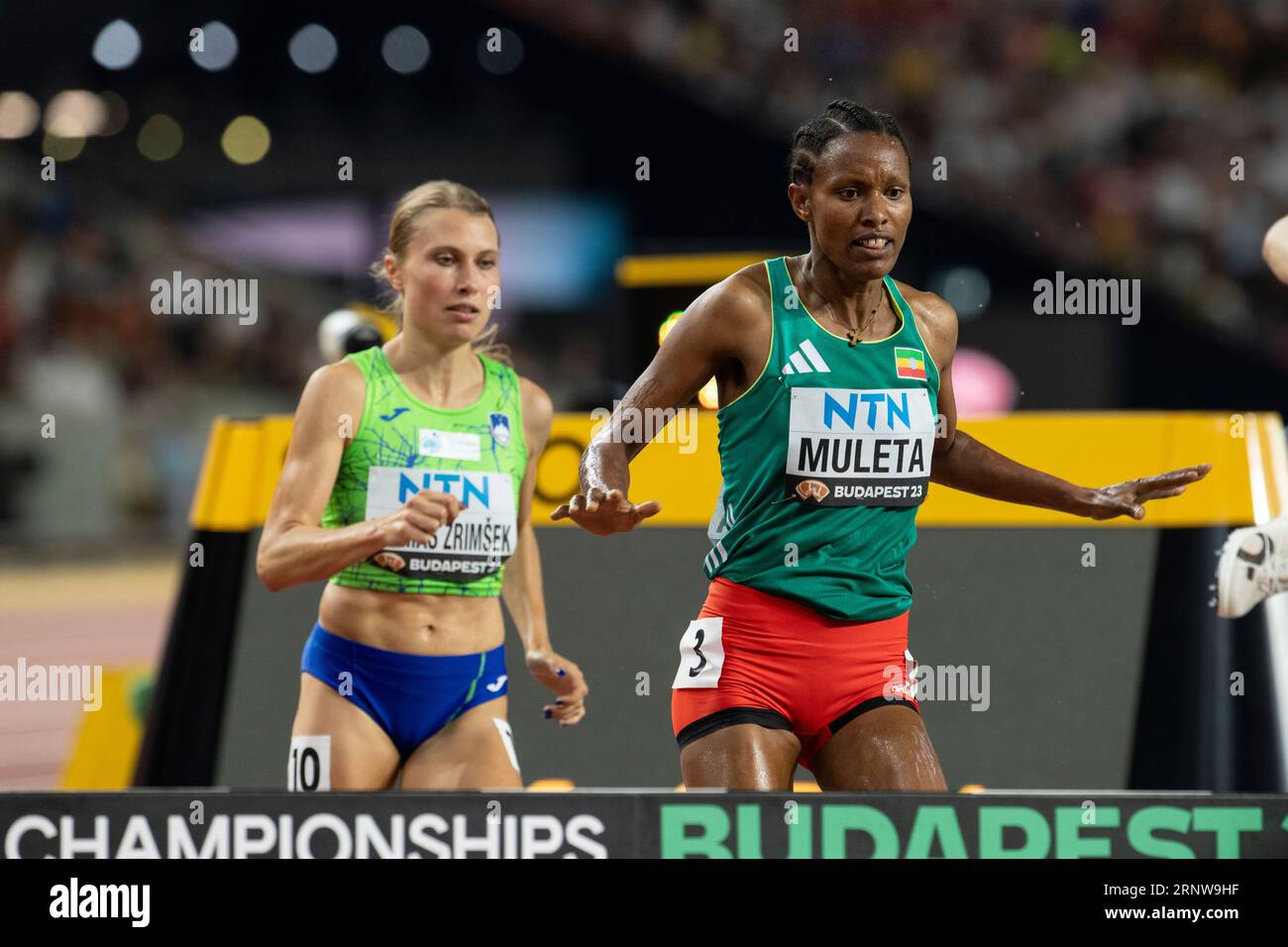 Lomi Muleta of Ethiopia competing in the women’s 3000m steeplechase on ...