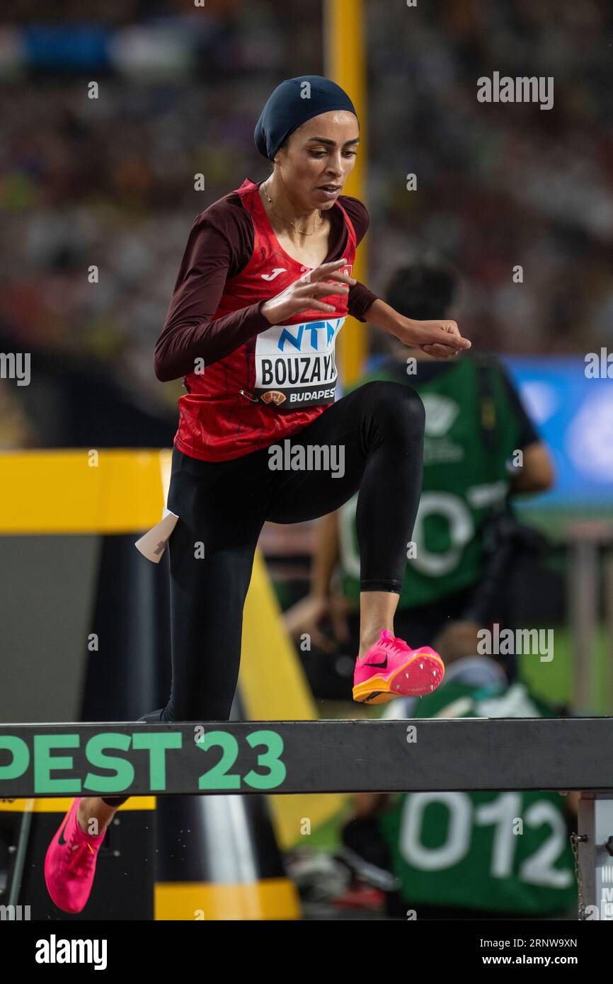 Marwa Bouzayani of Tunisia competing in the women’s 3000m steeplechase ...