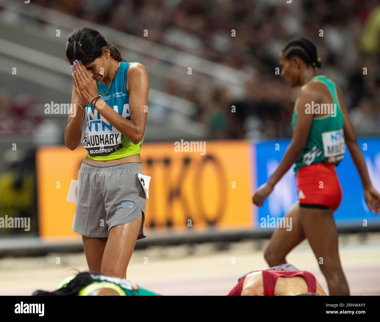 Parul Chaudhary of India competing in the women’s 3000m steeplechase on ...