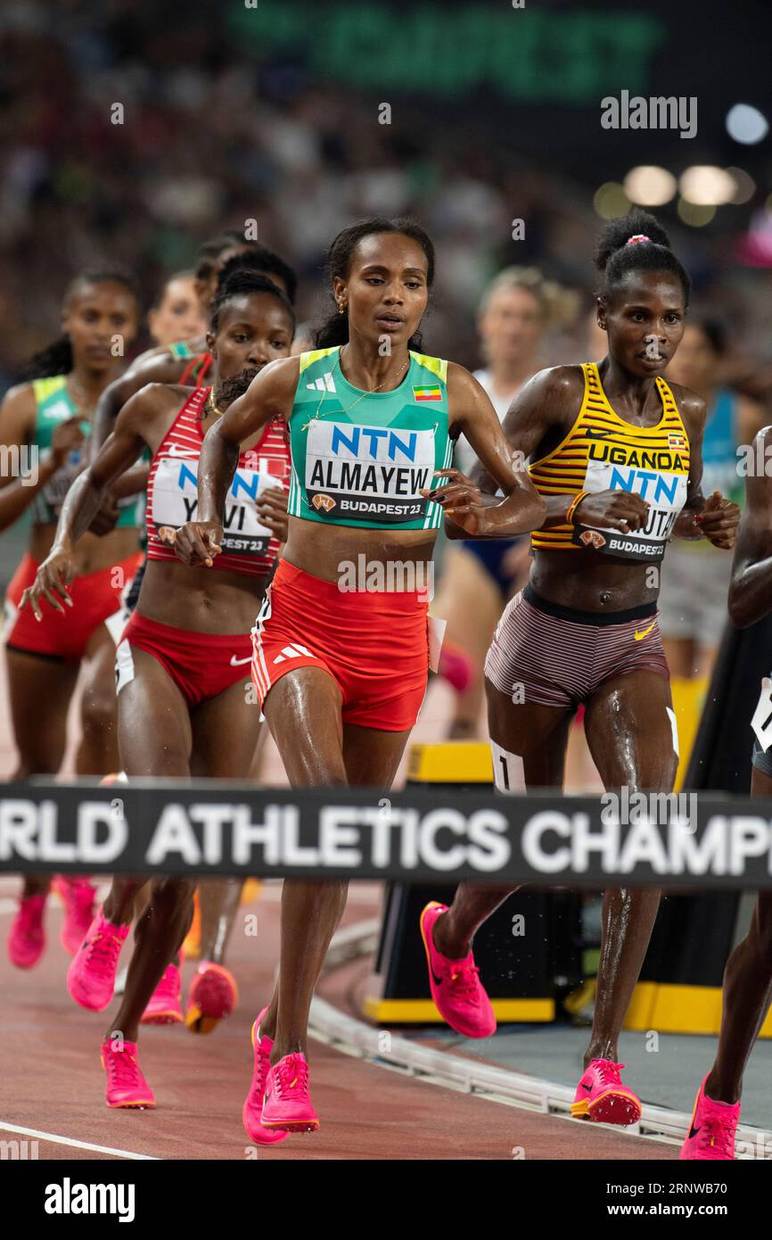 Sembo Almayew of Ethiopia competing in the women’s 3000m steeplechase ...