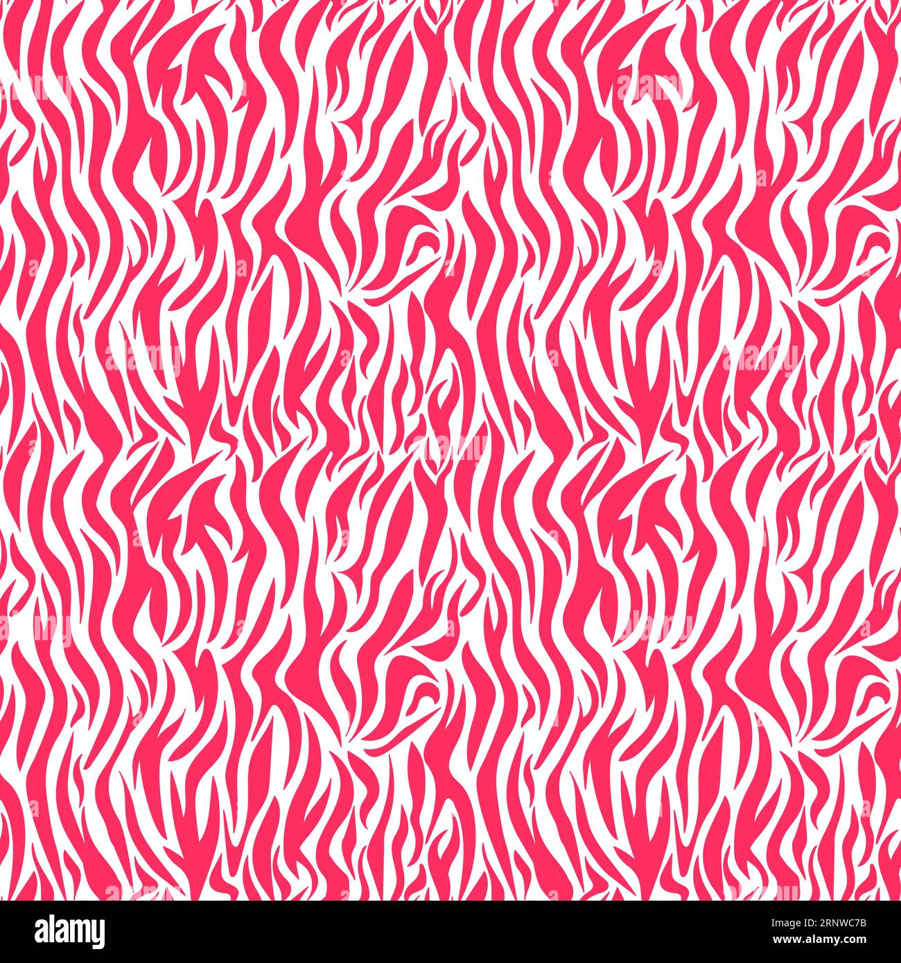 Zebra or tiger, seamless pattern of skin. Red, coral stripes on a white ...
