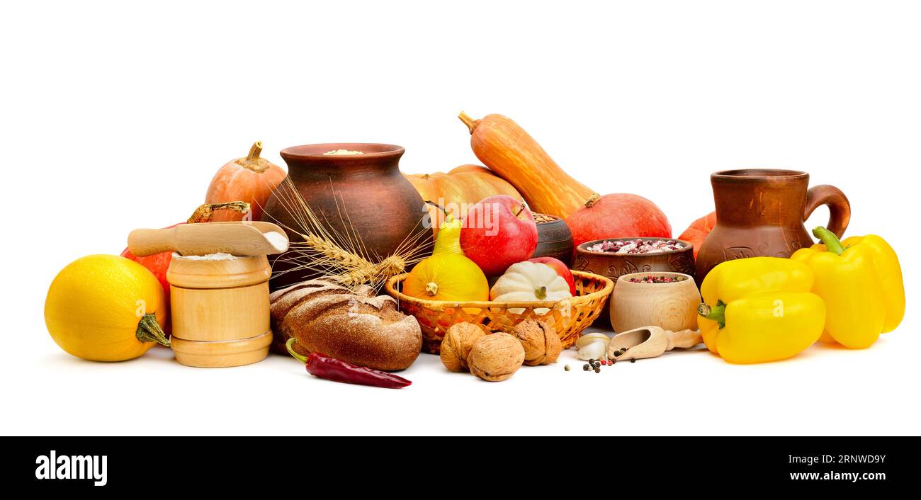 Food collection isolated on white background Stock Photo - Alamy