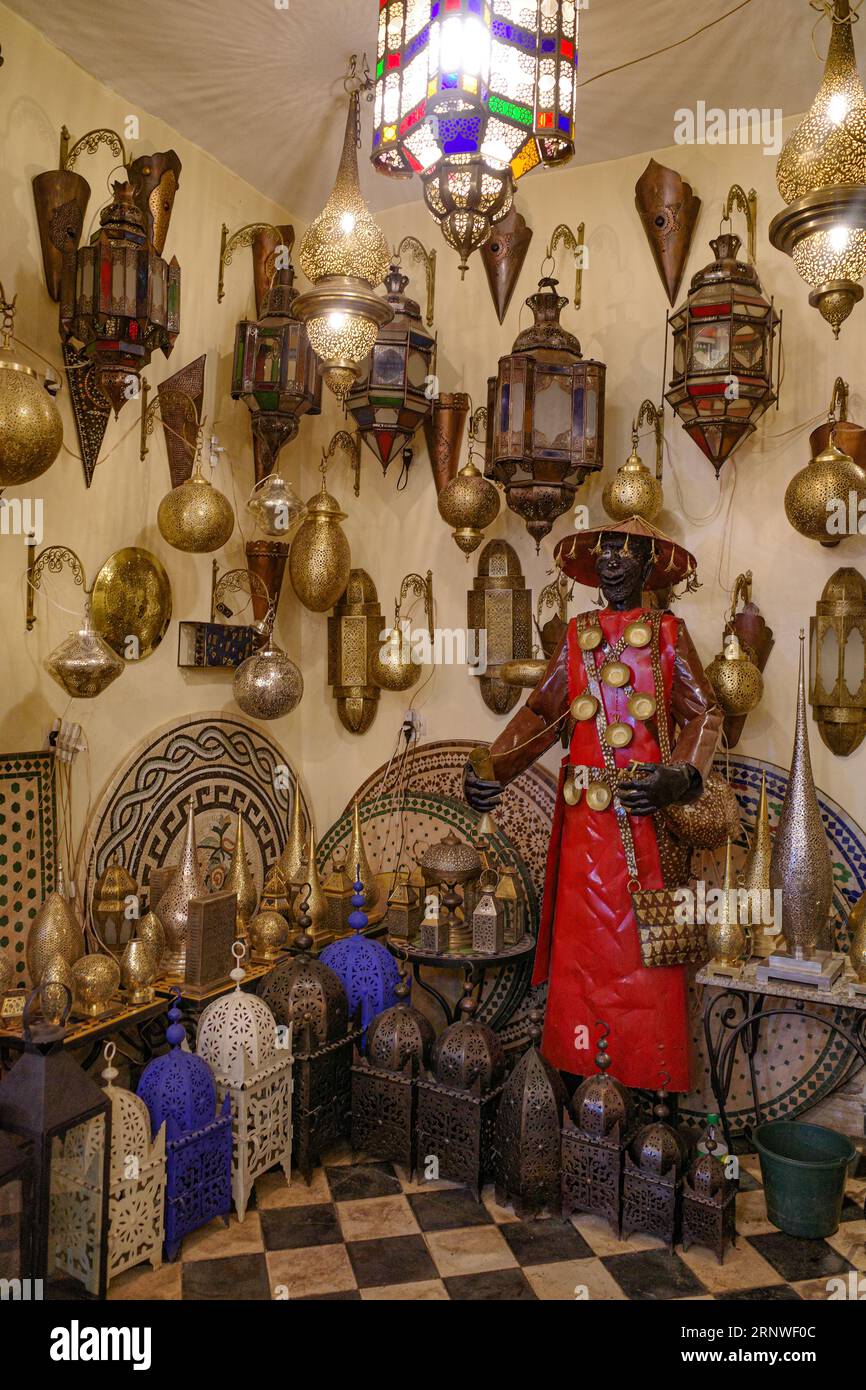 Marrakech, Morocco - Feb 10, 2023: Traditional Arabic lamps on sale in ...