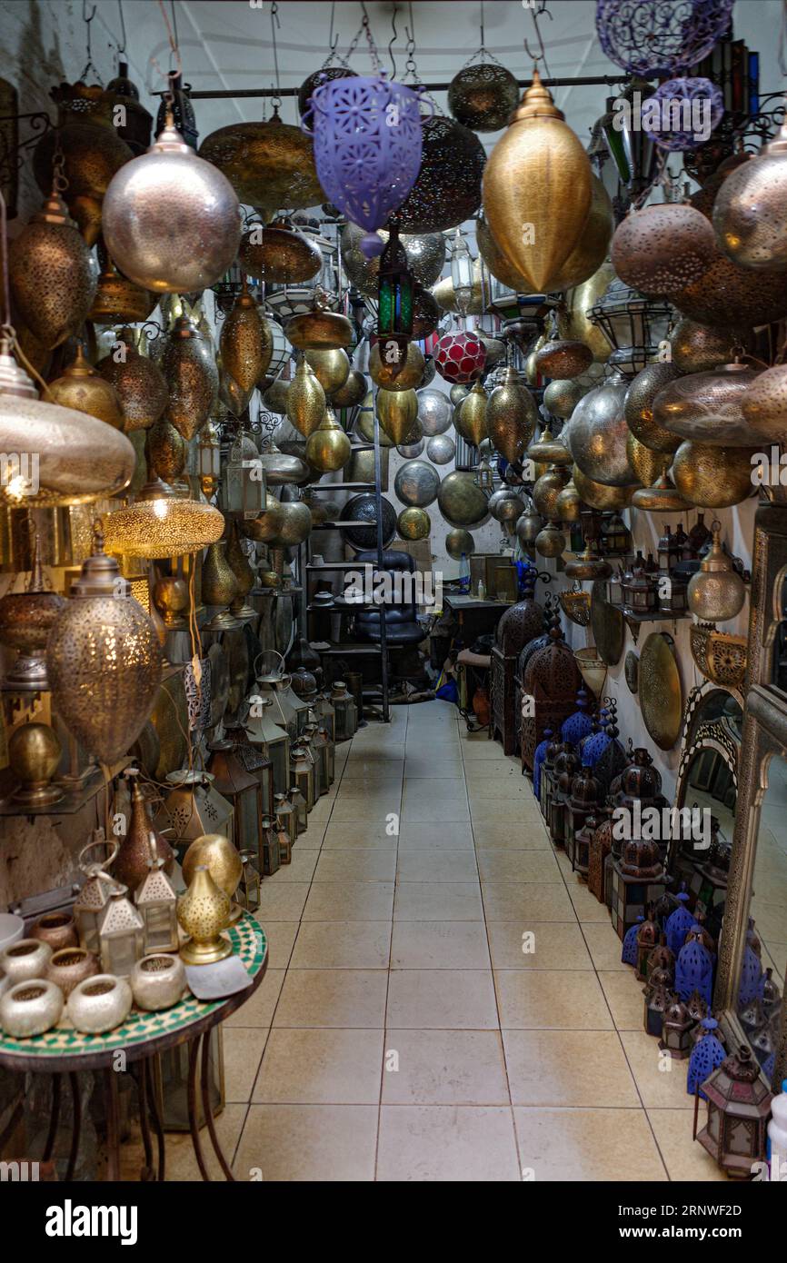 Marrakech, Morocco - Feb 10, 2023: Traditional Arabic lamps on sale in ...