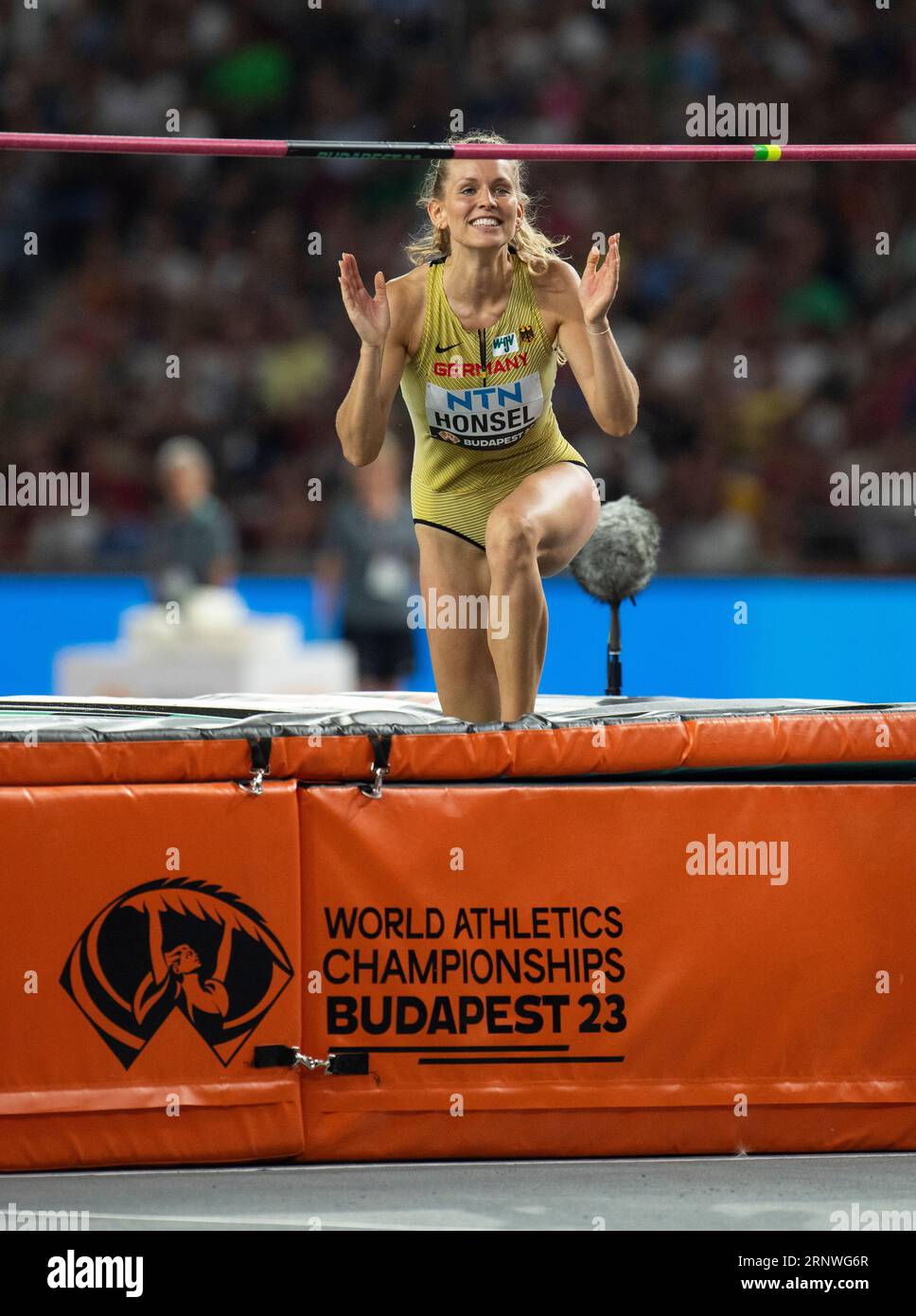 Christina Honsel of Germany competing in the women’s high jump final on ...