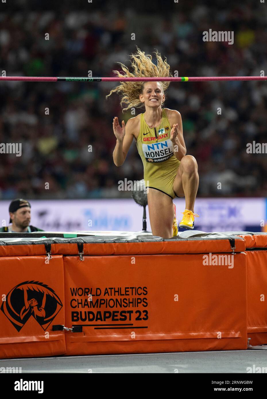 Christina Honsel of Germany competing in the women’s high jump final on ...