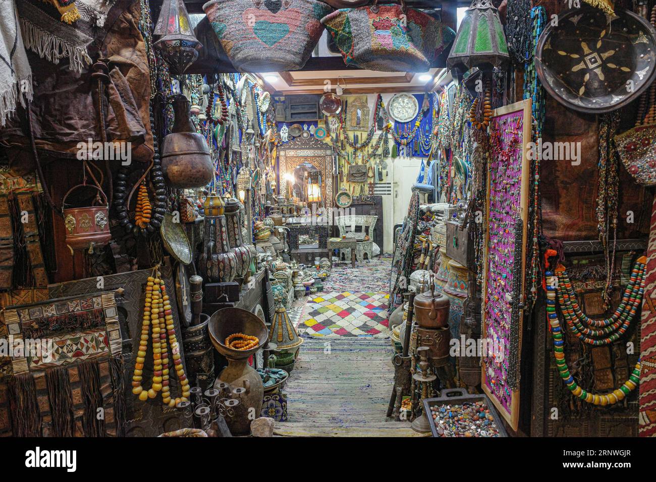 Marrakech, Morocco - Feb 9, 2023: A store front selling art pieces in ...