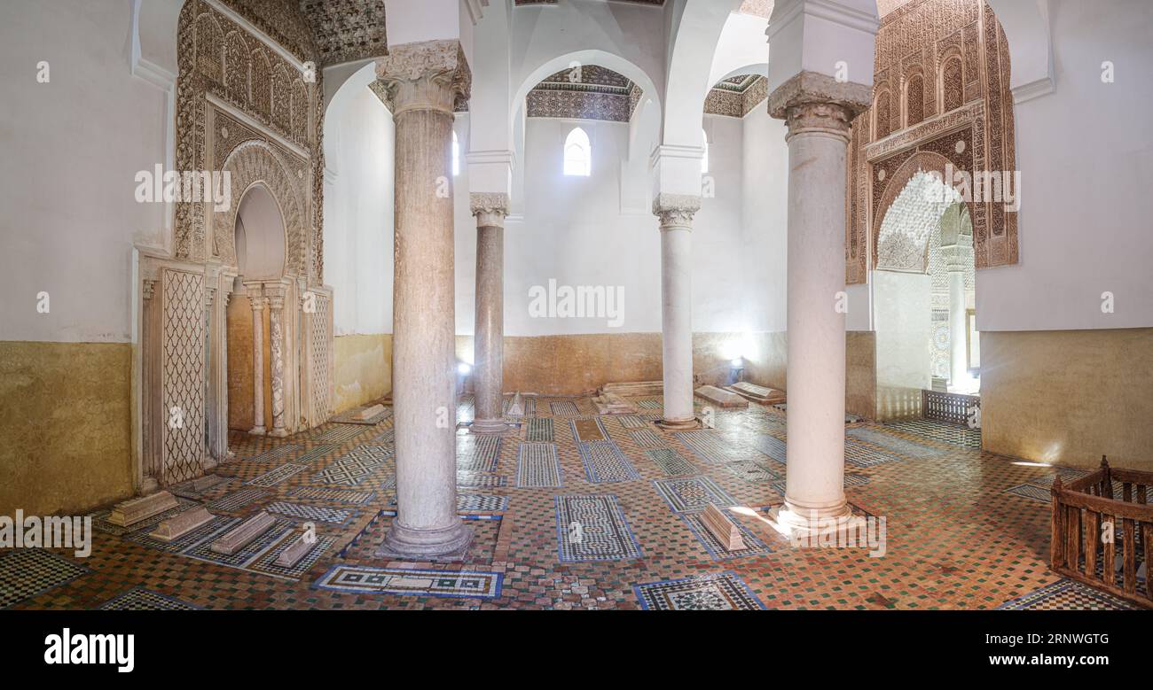 Marrakech, Morocco - Feb 8, 2023: The Chamber of the twelve columns at ...