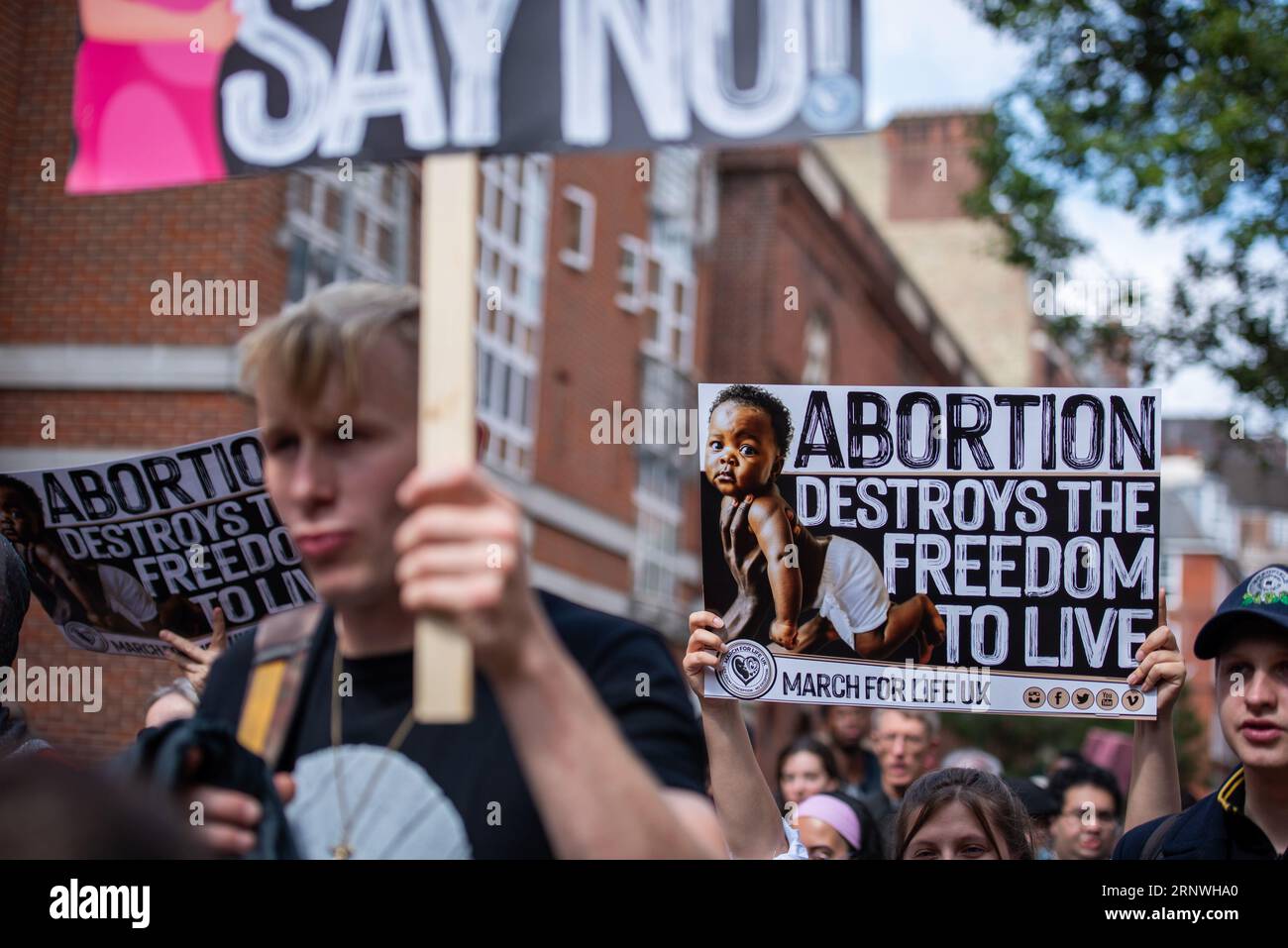 London, UK. 02nd Sep, 2023. An activist holds a placard during the ...