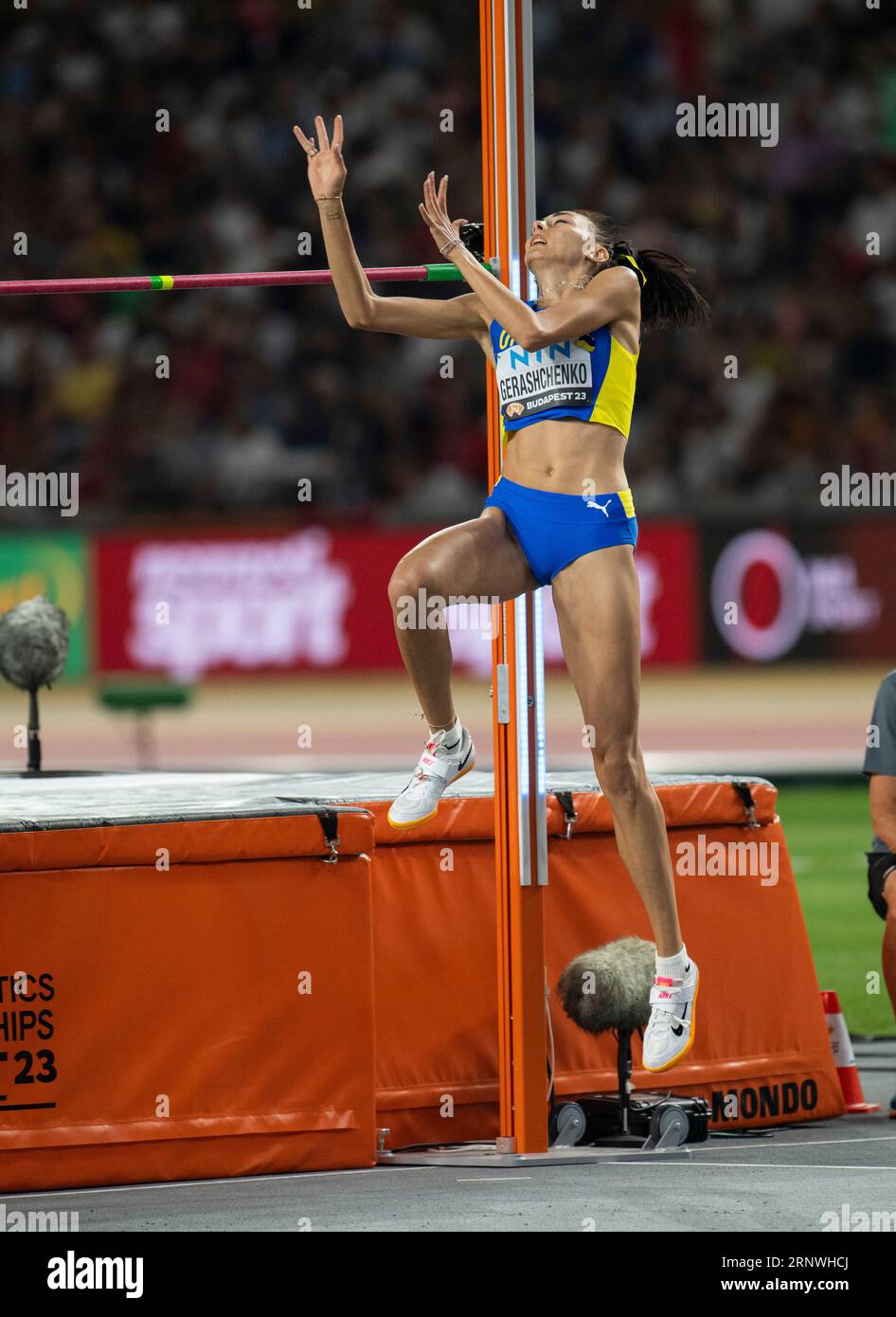 Iryna Gerashchenko of Ukraine competing in the women’s high jump final ...