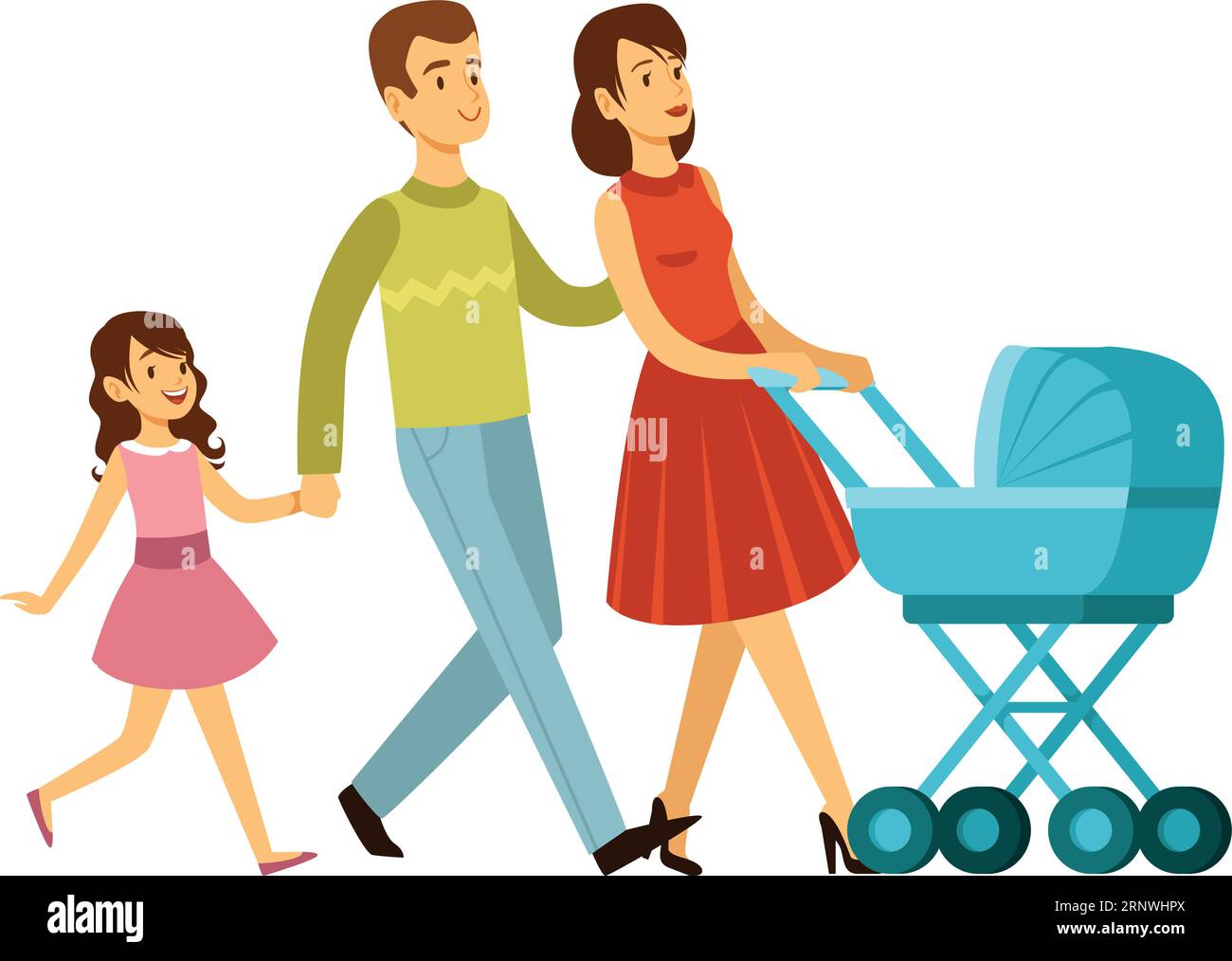 Family one child walking Stock Vector Images - Alamy