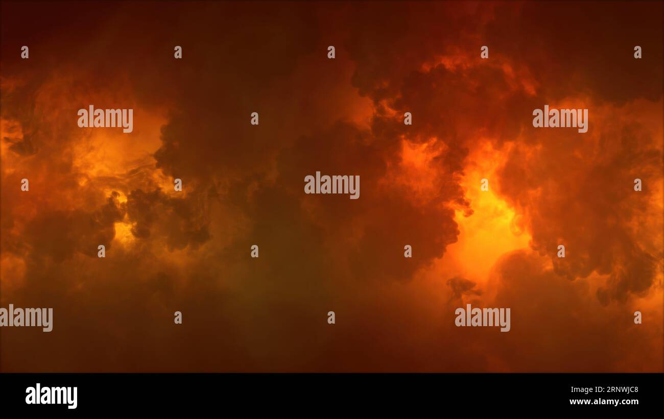 3D rendering of lightning strike and light effects in clouds ...