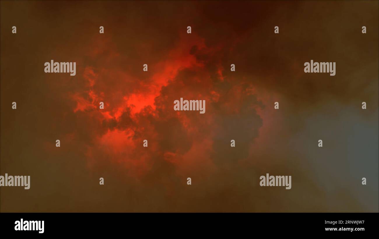 3D rendering of lightning strike and light effects in clouds ...