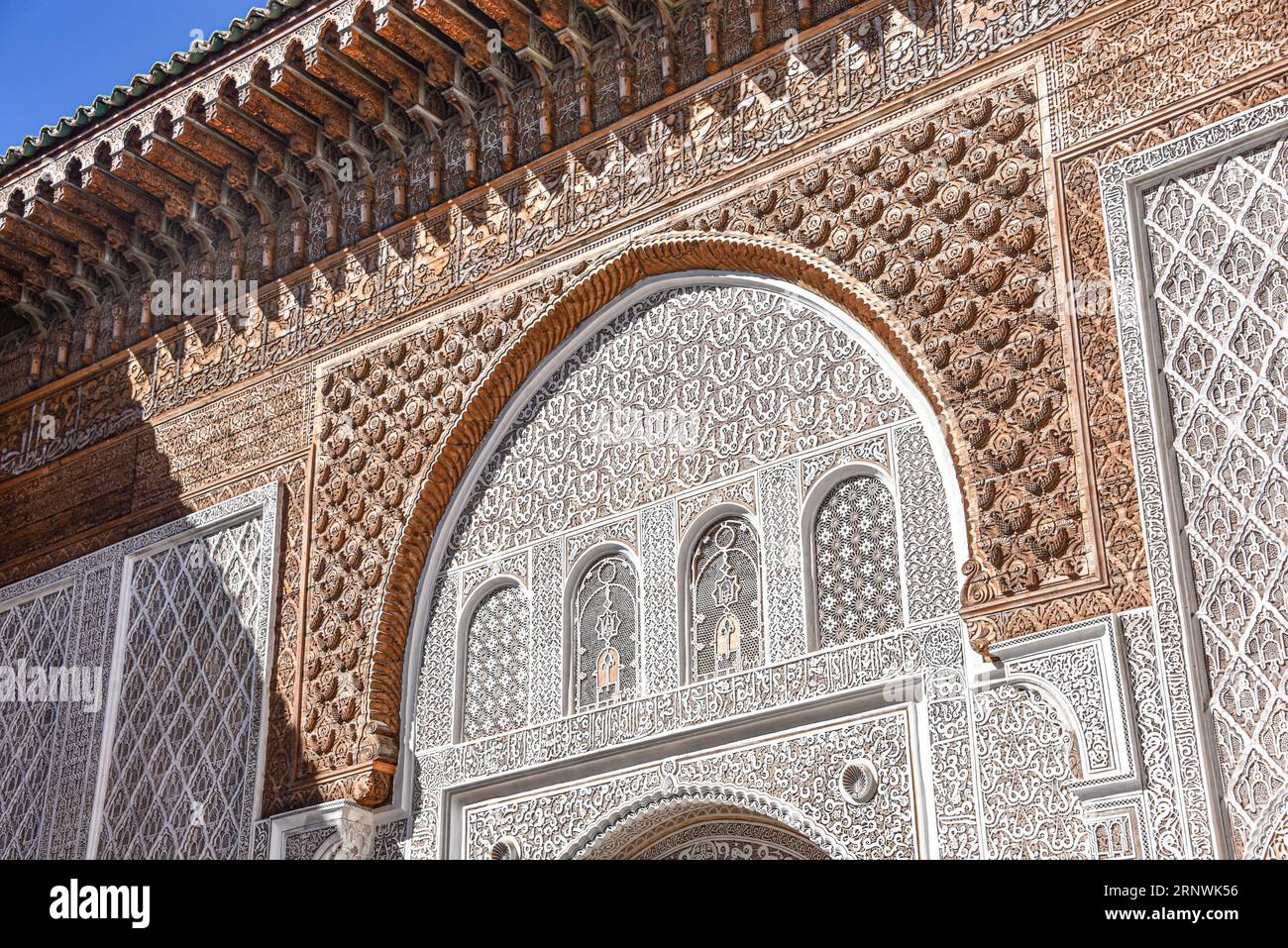Marrakech, Morocco - Feb 10, 2023: Beautiful handicraft work inside the ...