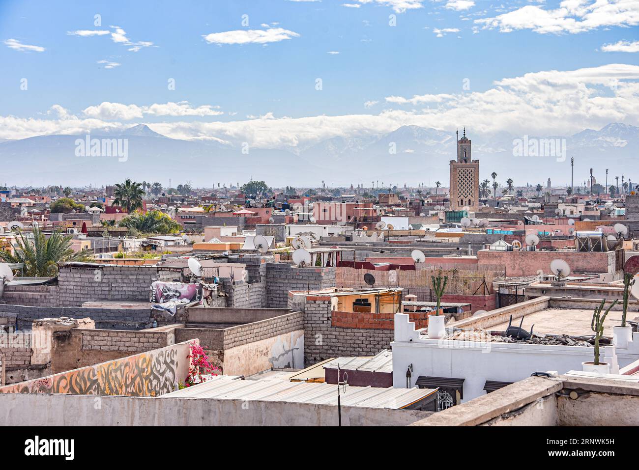 Marrakech, Morocco - Feb 10, 2023: Views over the rooftop of Marrakech ...
