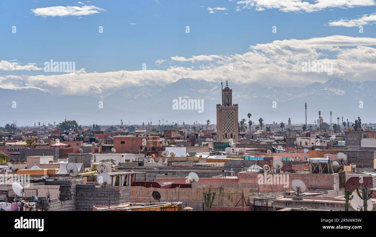 Marrakech, Morocco - Feb 10, 2023: Views over the rooftop of Marrakech ...